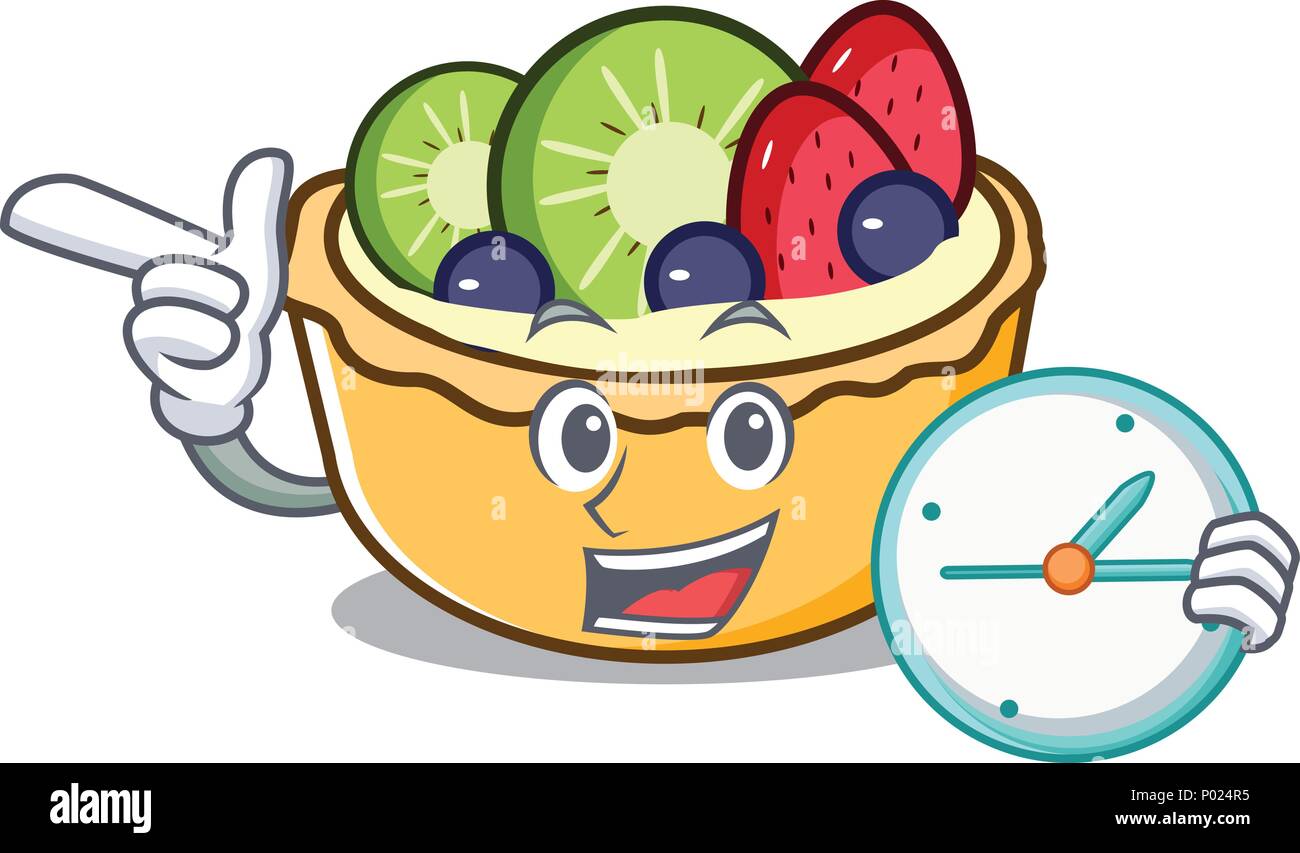 With clock fruit tart character cartoon Stock Vector Image & Art - Alamy