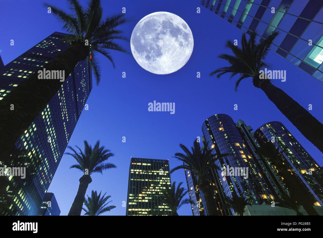 Los Angeles At Night Moon