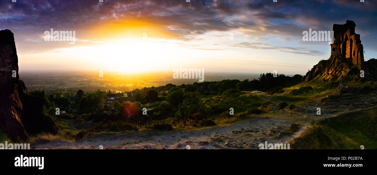 Castle sunset (Mow Cop Stock Photo - Alamy