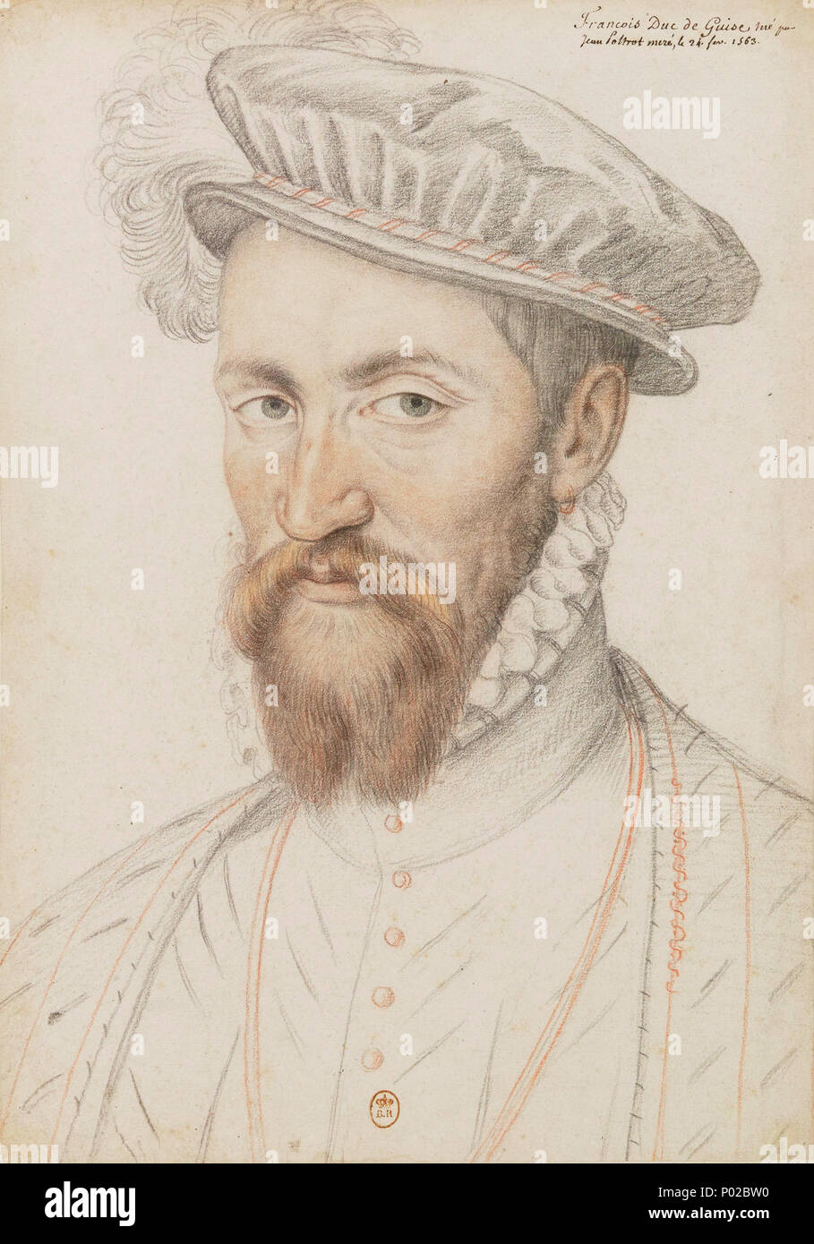 . Français : Portrait au crayon du duc François de Guise. . 16th ...
