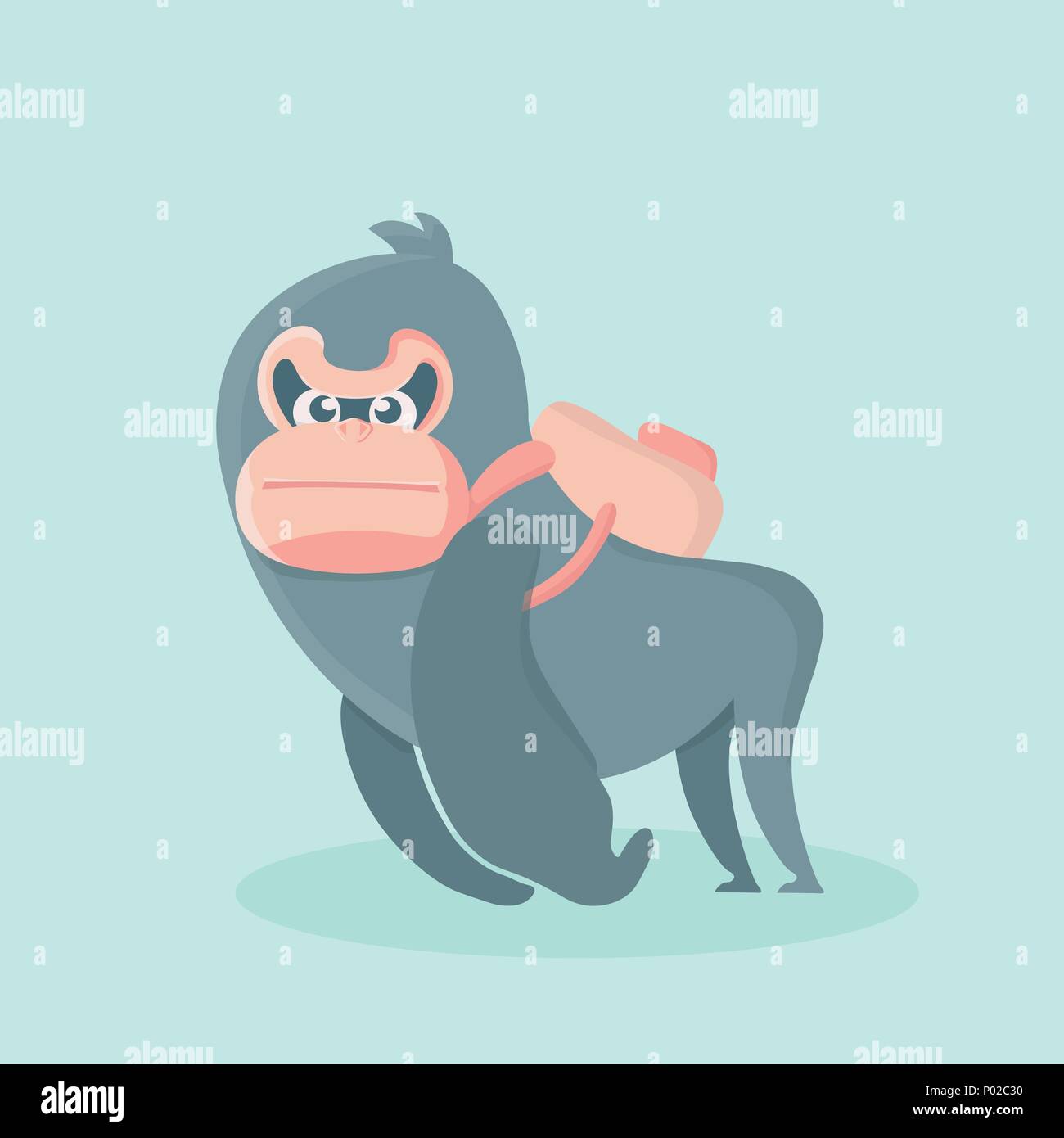 Vector illustration of a cute fatty and furry big cartoon gorilla Stock ...