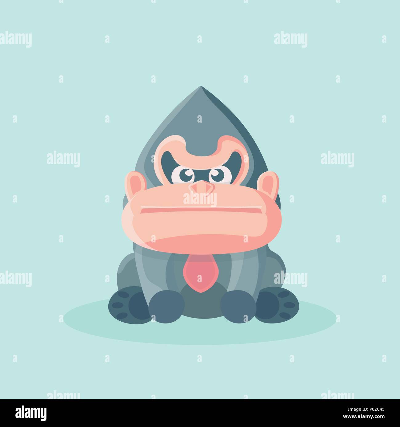 Vector illustration of a cute fatty and furry big cartoon gorilla Stock ...