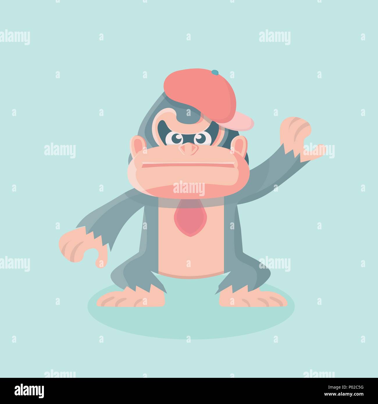 Vector illustration of a cute fatty and furry big cartoon gorilla Stock ...