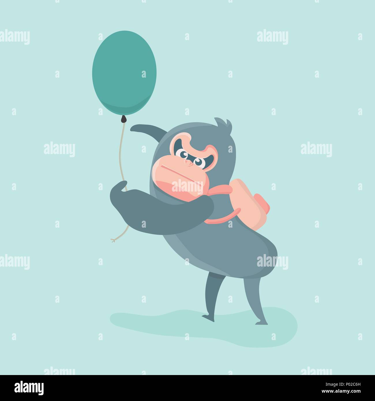 Vector illustration of a cute fatty and furry big cartoon gorilla Stock ...