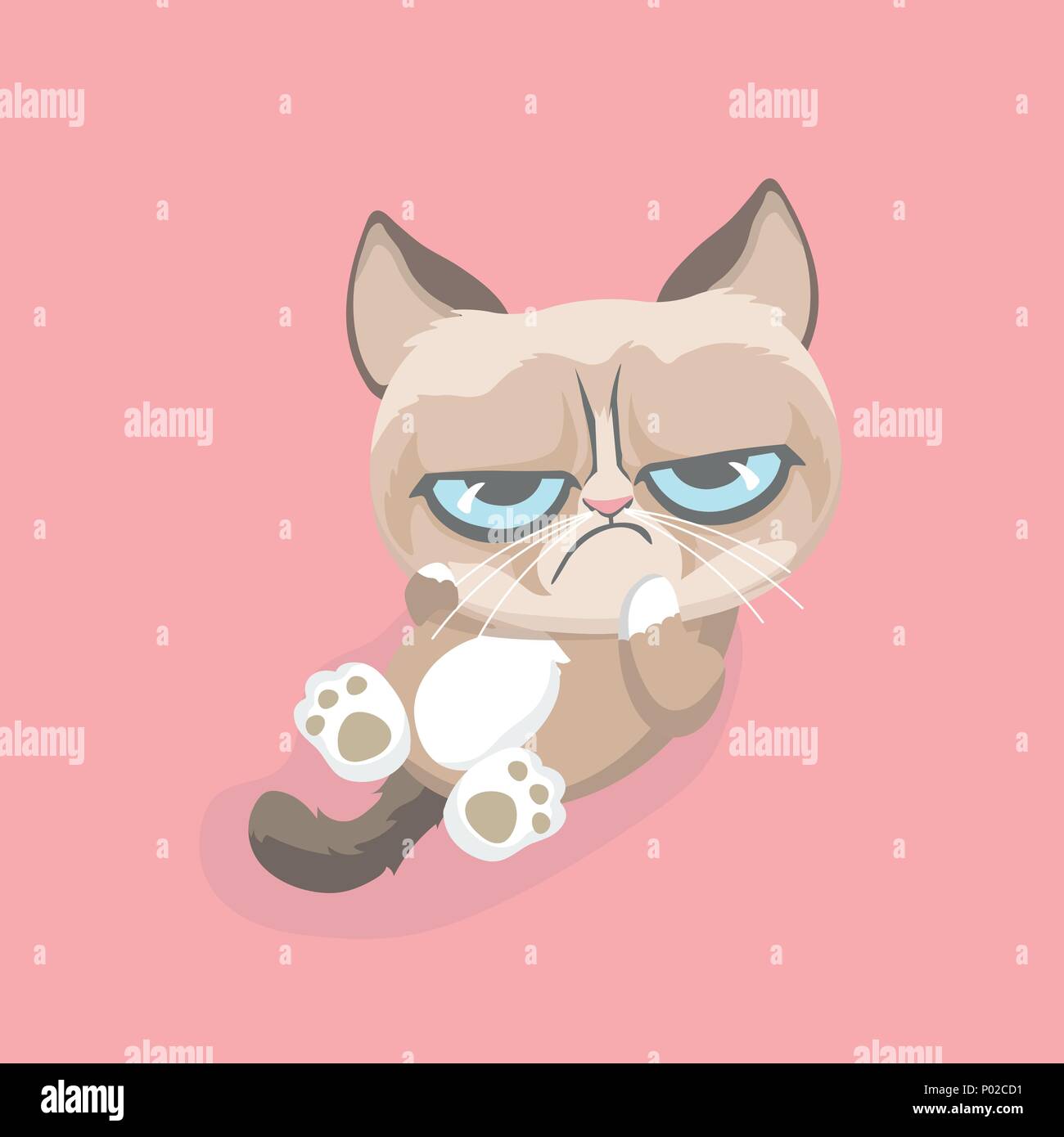 Cute grumpy cat. Vector Illustration Stock Vector Image & Art - Alamy