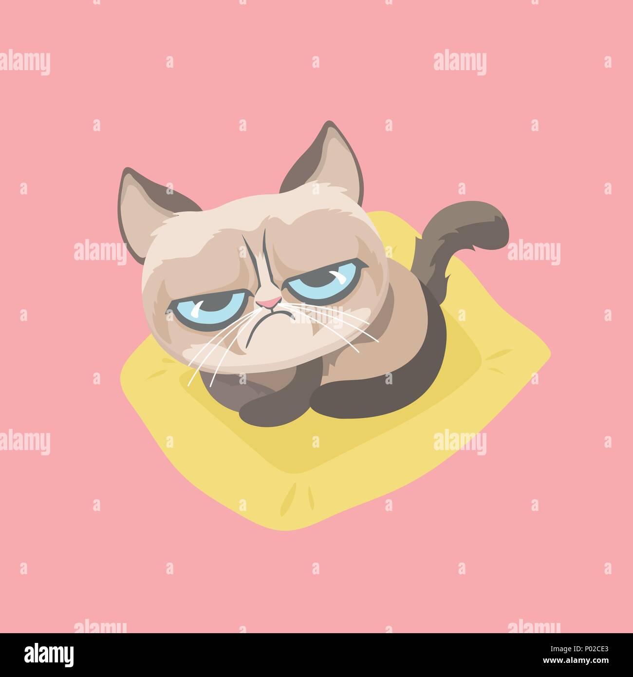 Cute grumpy cat. Vector Illustration Stock Vector Image & Art - Alamy