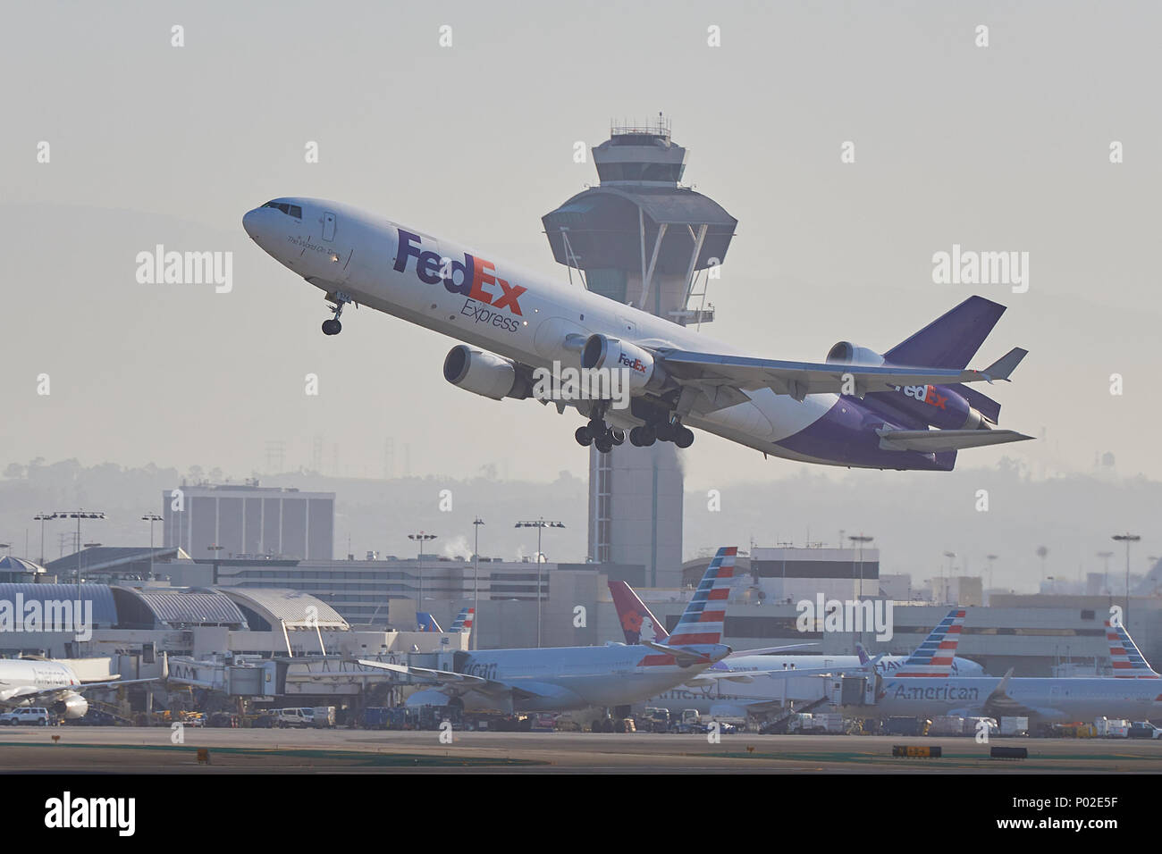 FedEx Express MD-11 Cargo Jet Taking Off From Los Angeles International ...