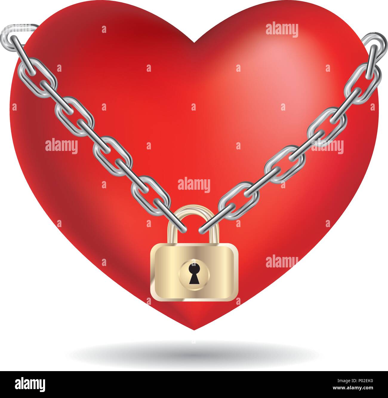 Heart chain padlock key Stock Vector Images - Alamy