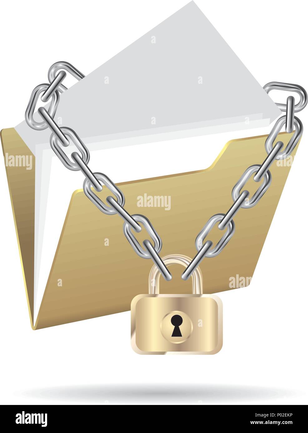 Folder locked by a chain.Isolated on white background Stock Vector ...