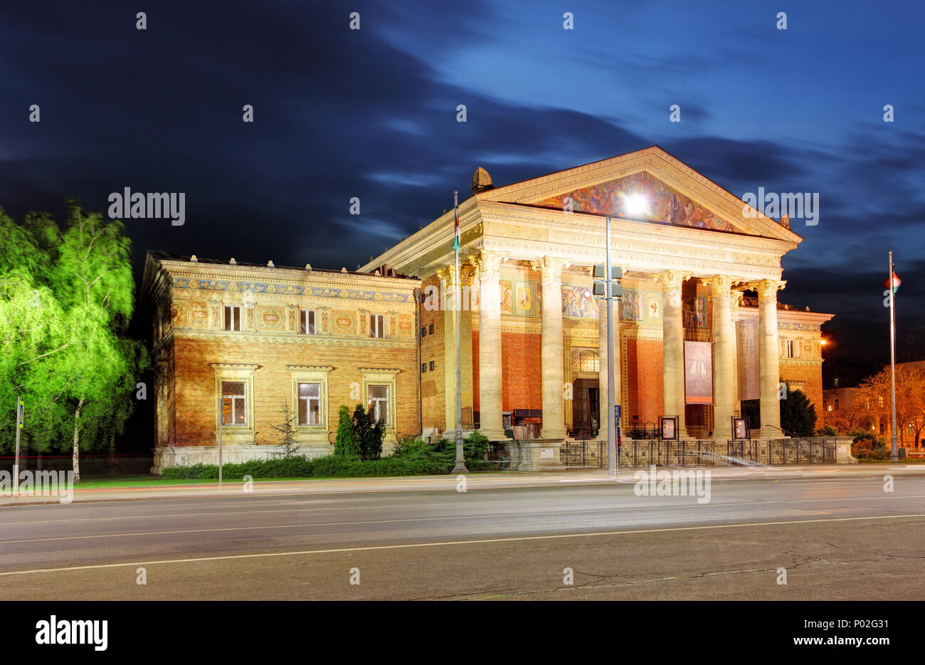 Budapest, Heroes square at night Stock Photo - Alamy