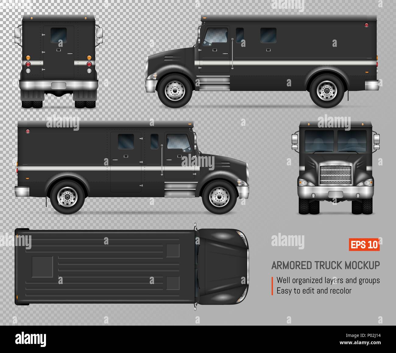 Armored truck vector mockup. on transparent background for vehicle ...
