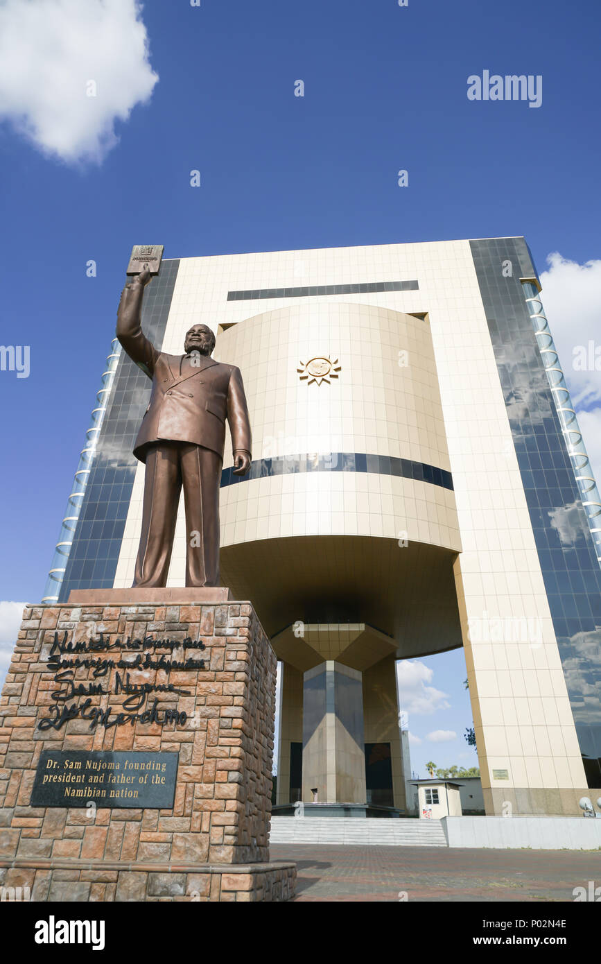 WINDHOEK NAMIBIA - MAY11 2018; Dr. Sam Nujoma statue top of steps ...