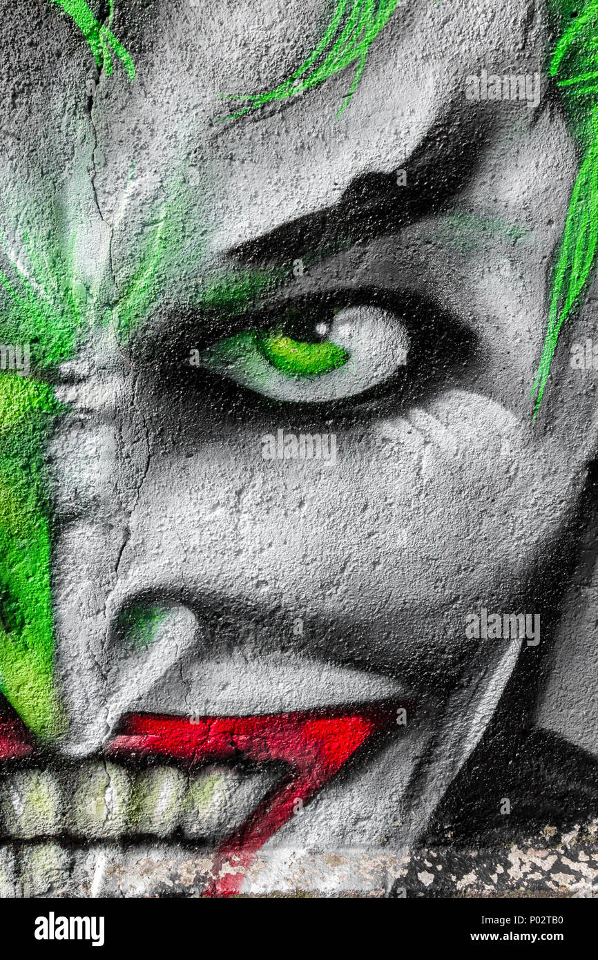 Detail of a graffiti with painting face. Street Art/Graffiti by unknown ...