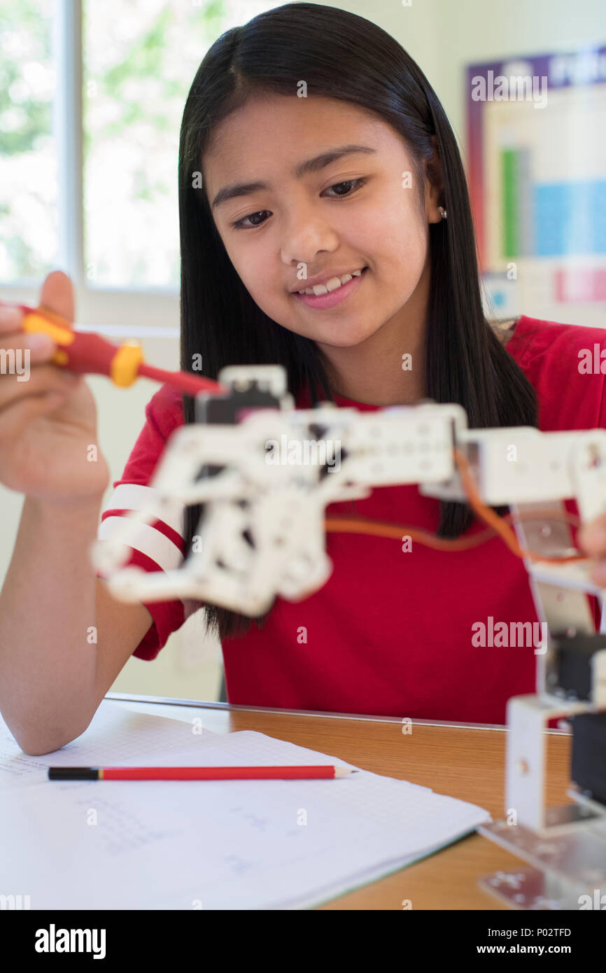 Female Pupil In Science Lesson Studying Robotics Stock Photo - Alamy Female Pupil In Science Lesson Studying Robotics Stock Photo - Alamy