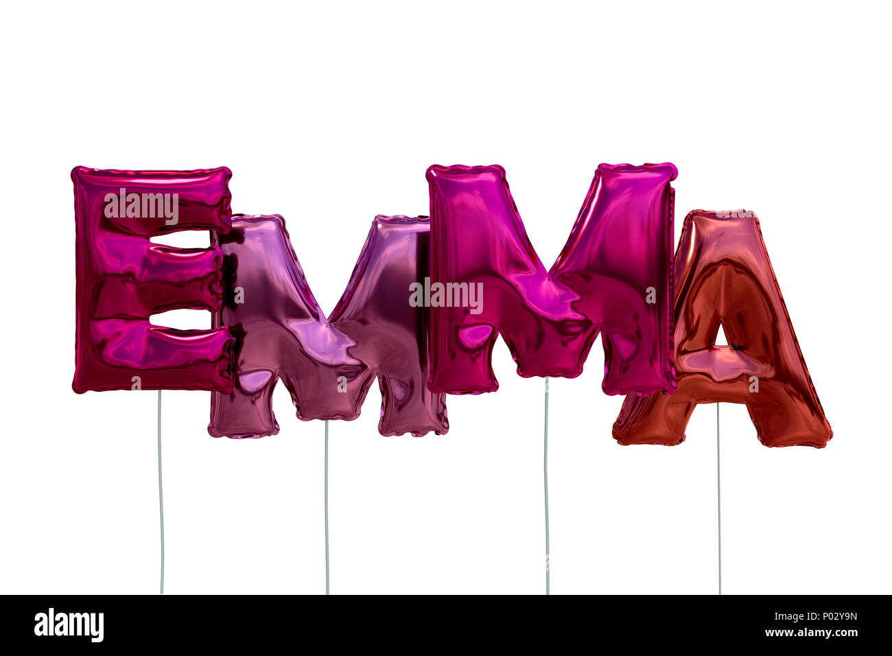 Name Emma made of pink inflatable balloons isolated on white background ...