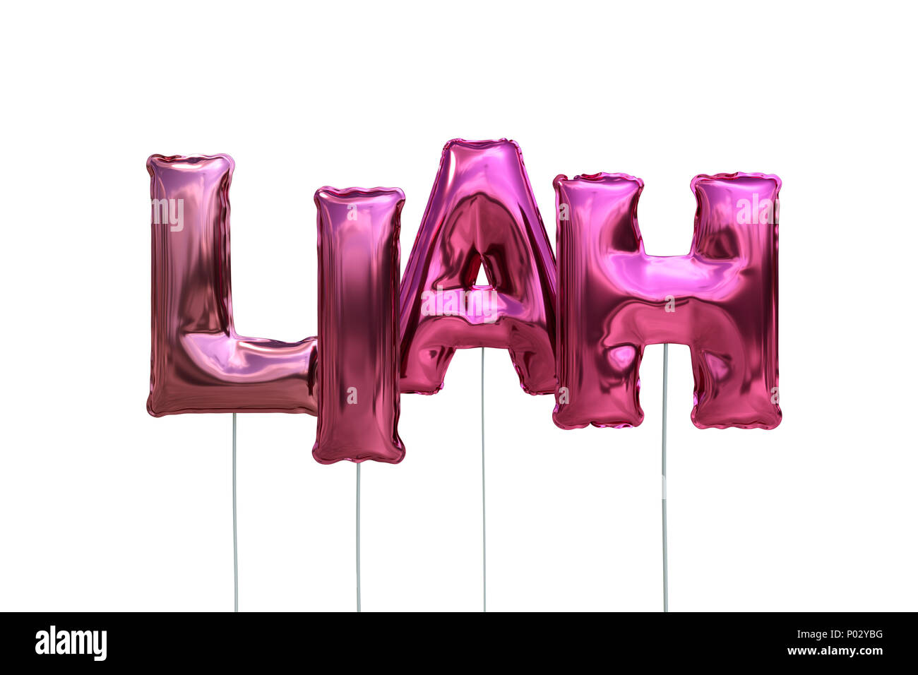 Name liah made of pink inflatable balloons isolated on white background ...