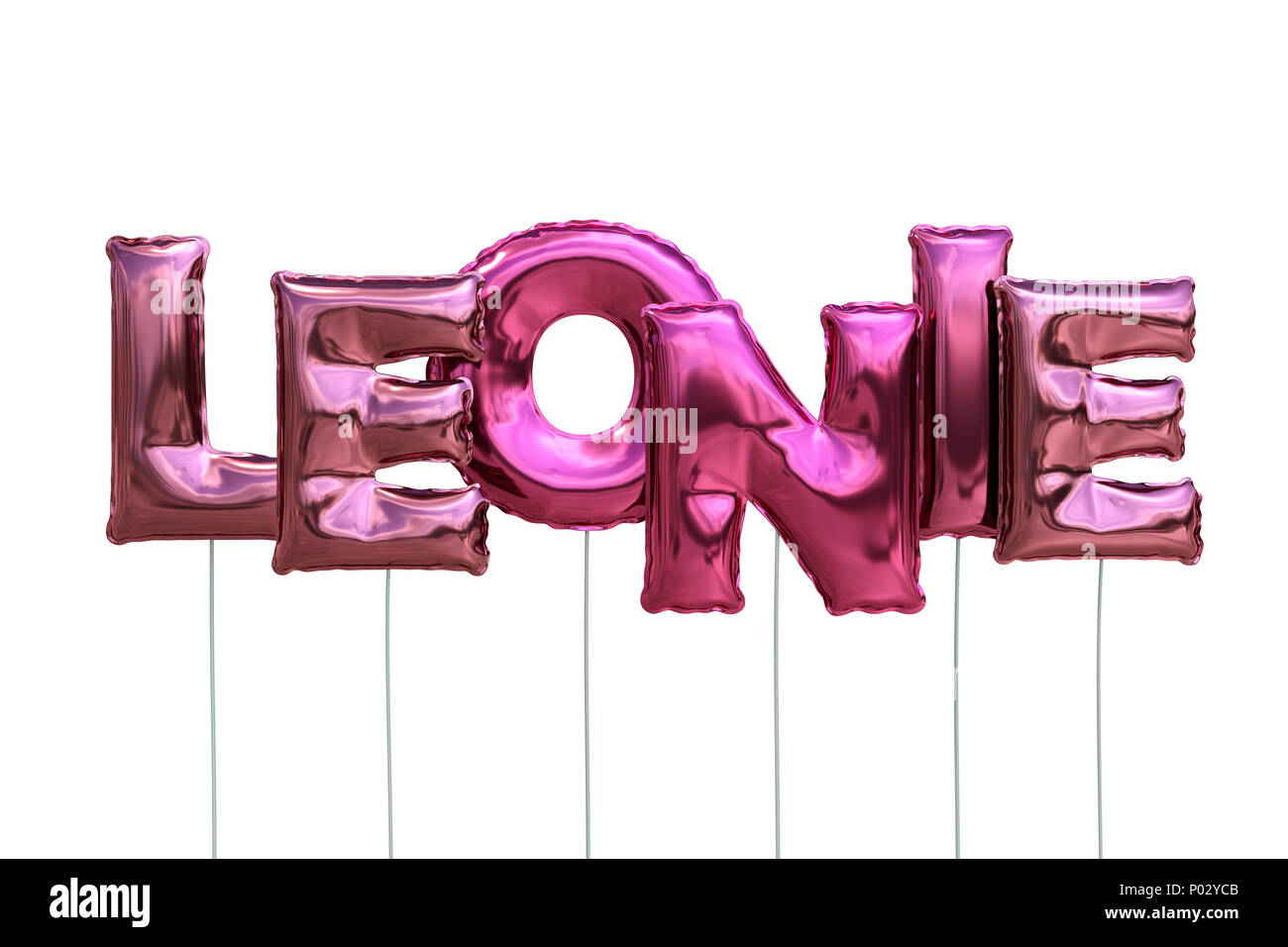 Name leonie made of pink inflatable balloons isolated on white ...