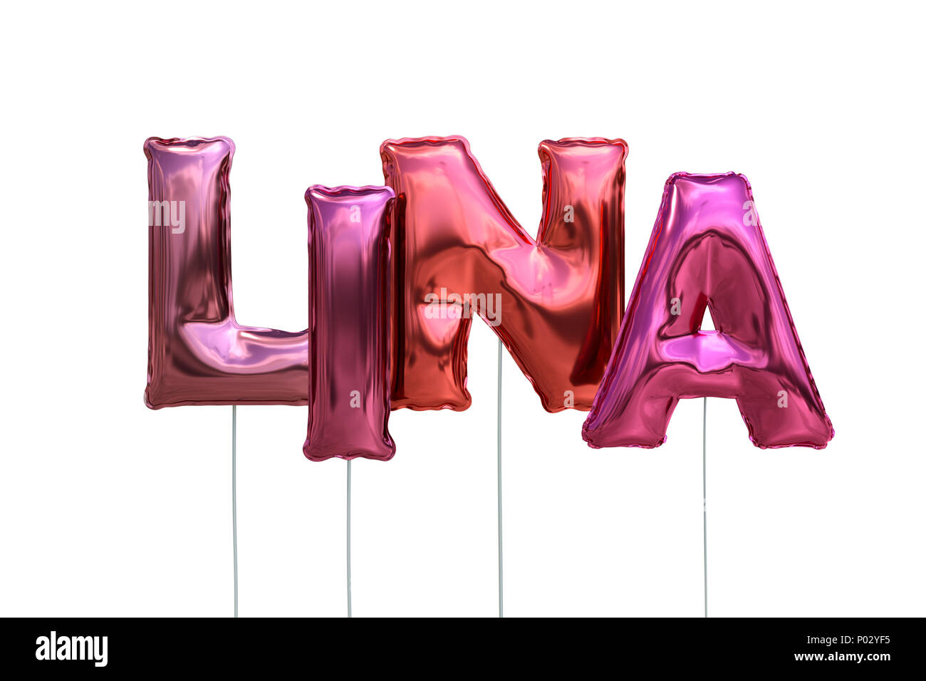 Name lina made of pink inflatable balloons isolated on white background ...