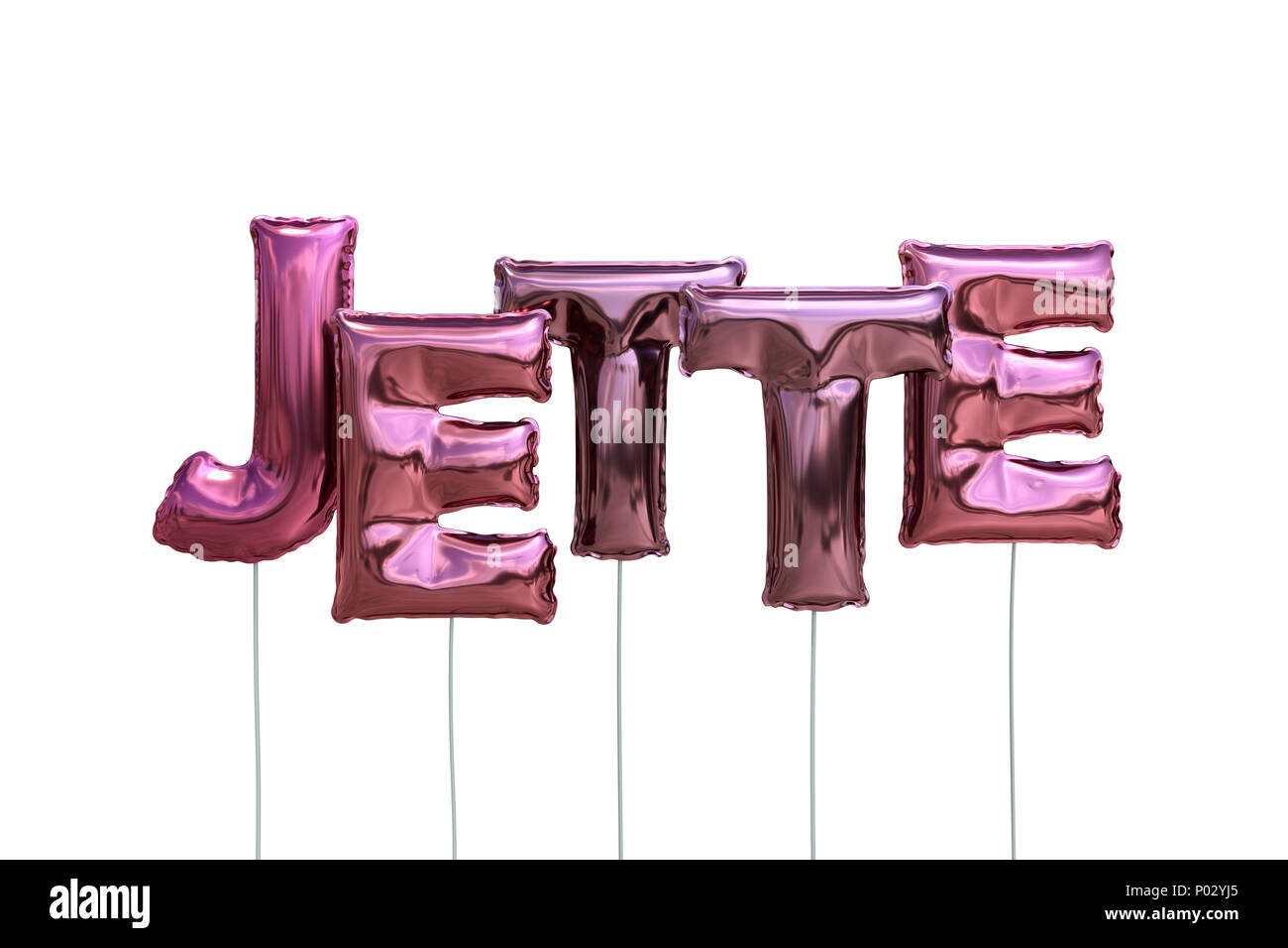 Name jette made of pink inflatable balloons isolated on white ...