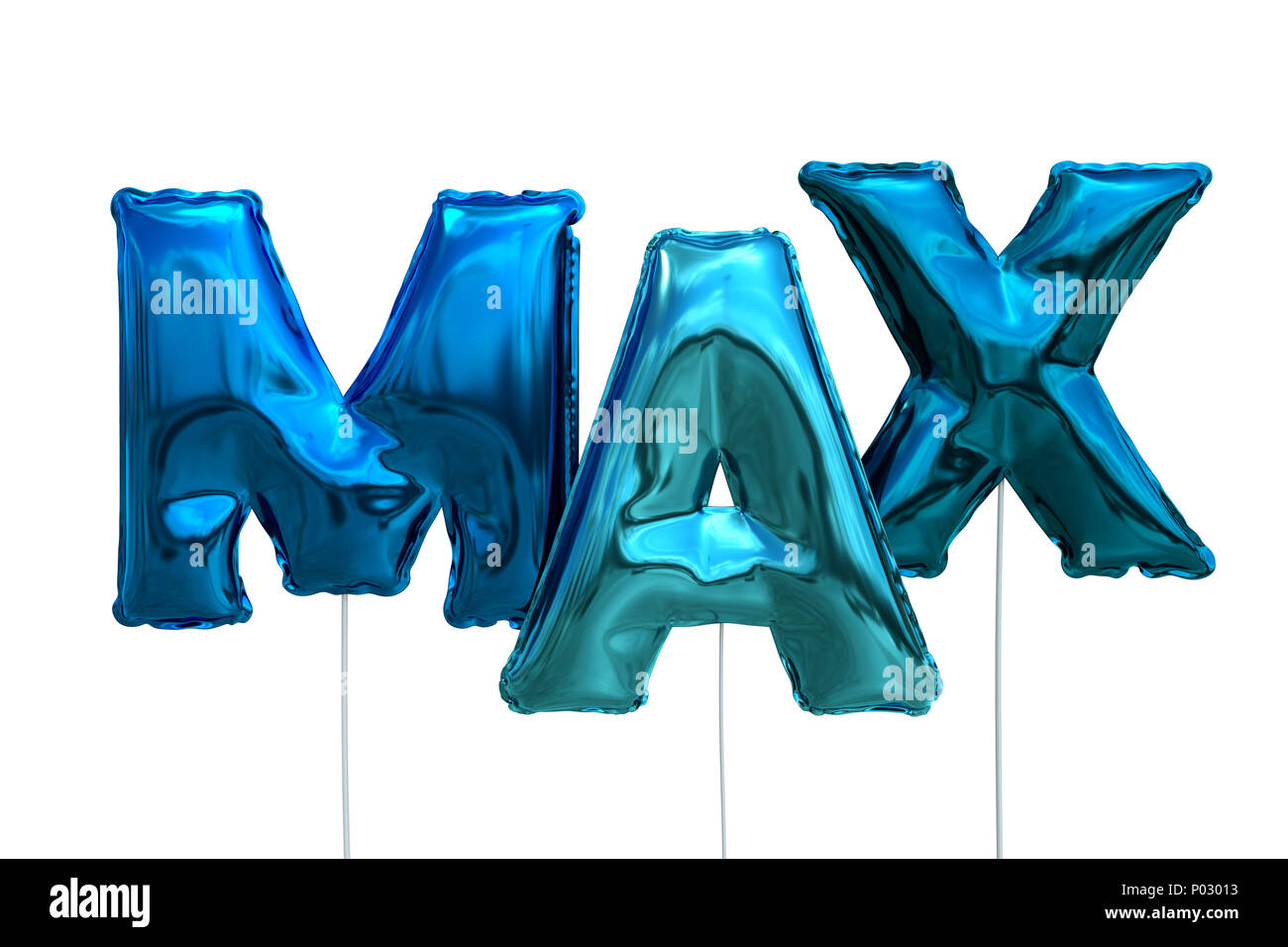 Name max made of blue inflatable balloons isolated on white background ...