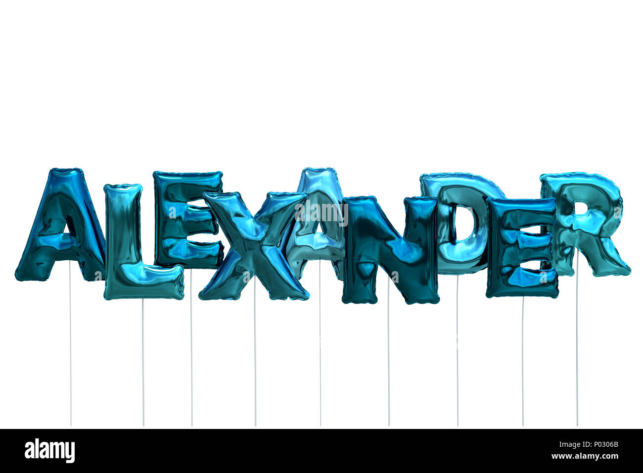 Name alexander made of blue inflatable balloons isolated on white ...