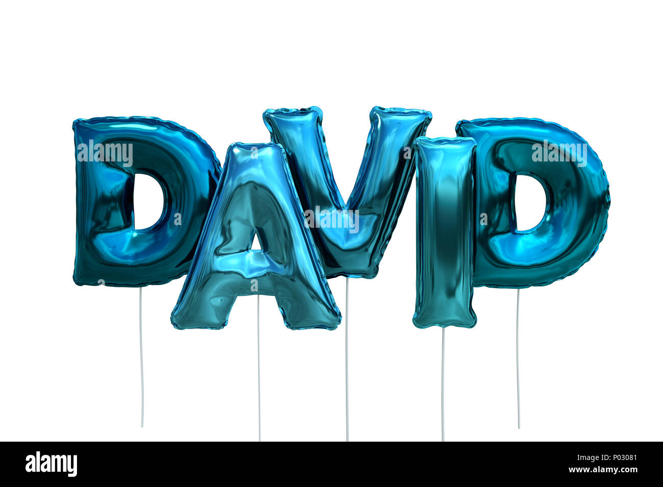 Name david made of blue inflatable balloons isolated on white ...