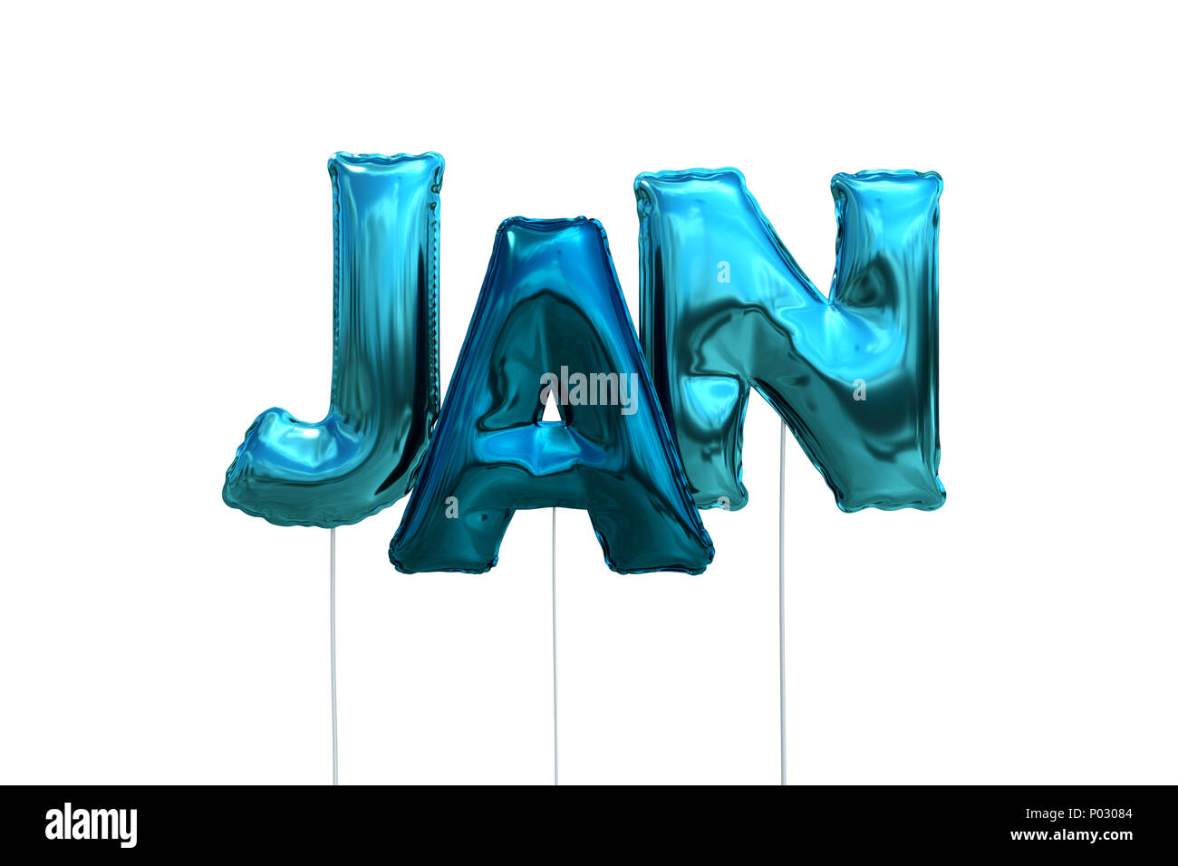 Name jan made of blue inflatable balloons isolated on white background ...