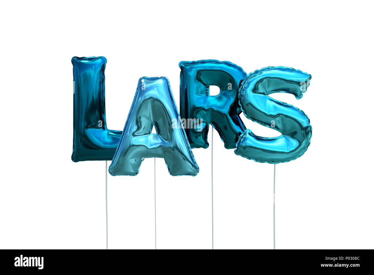 Name lars made of blue inflatable balloons isolated on white background ...