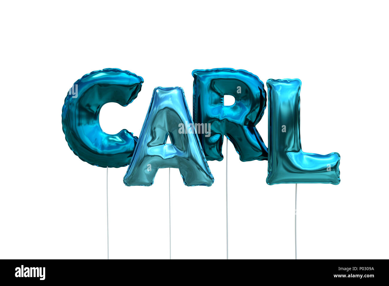 Name carl made of blue inflatable balloons isolated on white background ...