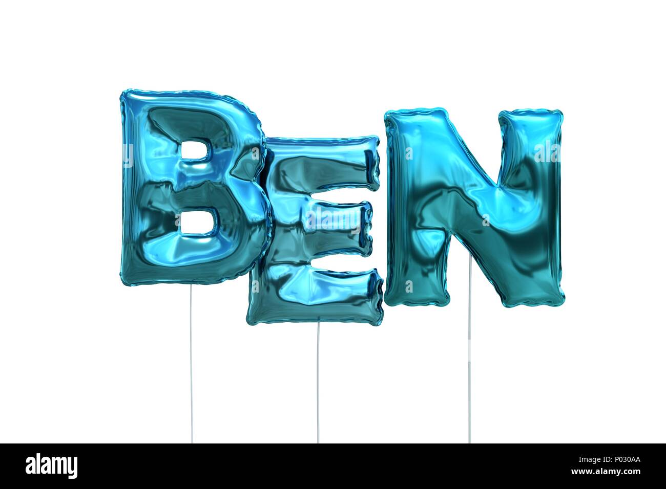 Name ben made of blue inflatable balloons isolated on white background ...