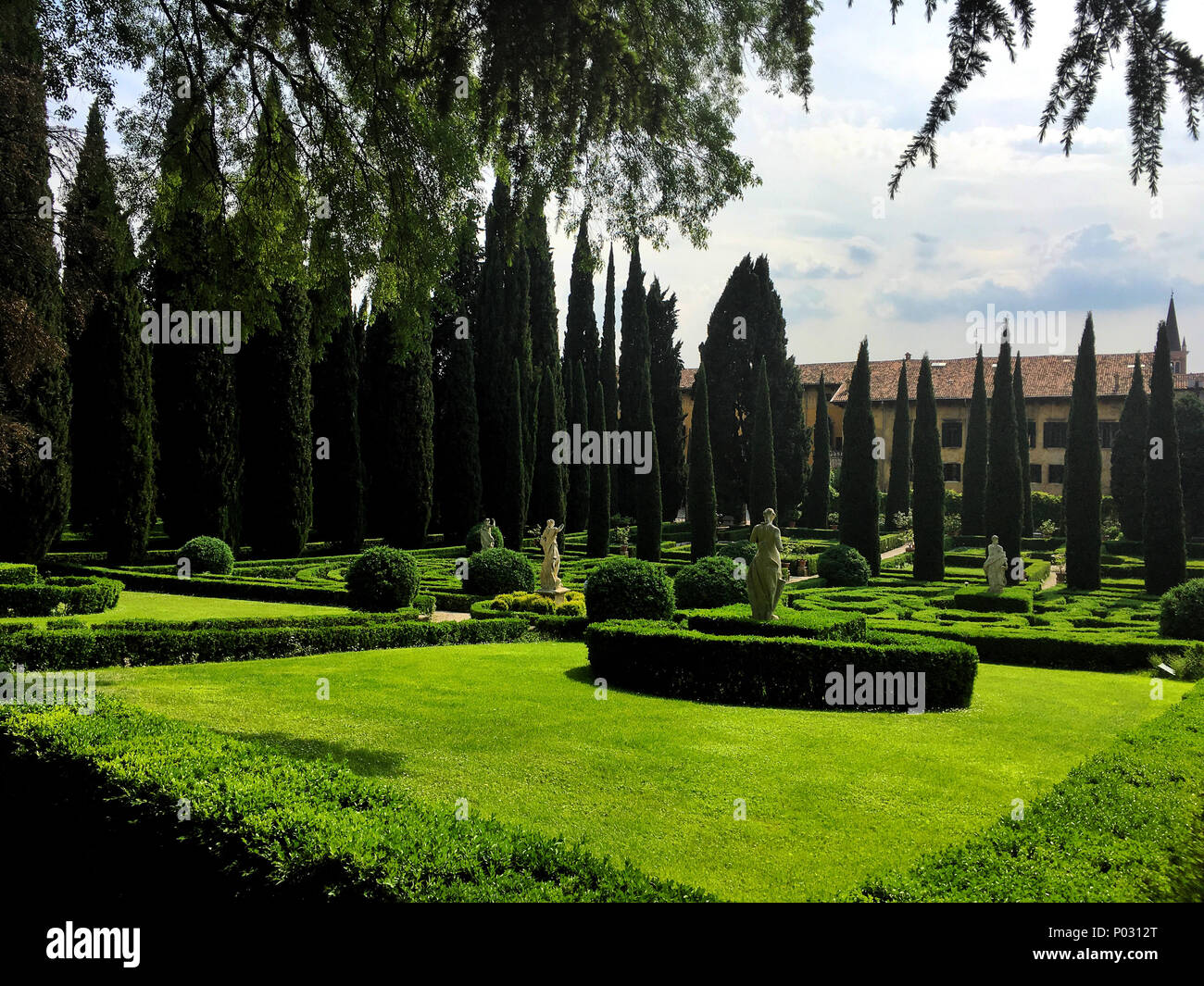 Verona, Italy - 9 May,2018: The Giusti Palace and Garden are located a ...