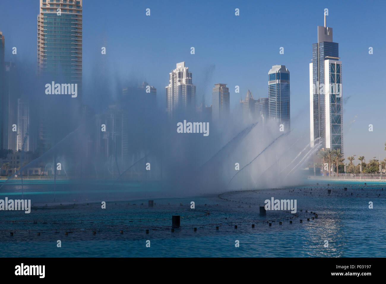 Dubai, United Arab of Emirates - February 7,2012: Dancing fountains.The ...