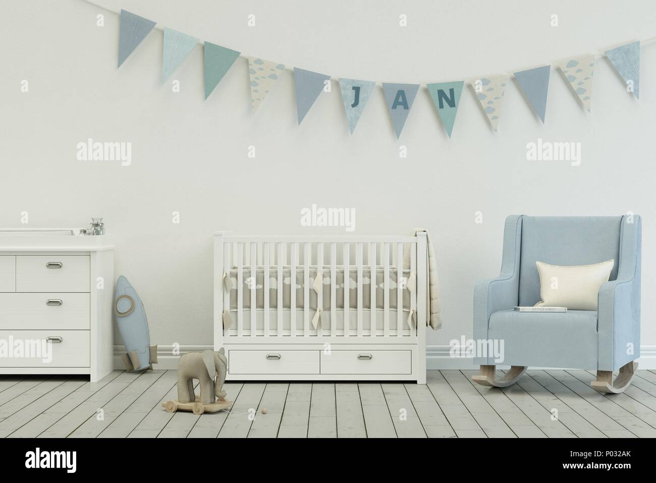 modern nursery with decorated Flags with name jan Stock Photo - Alamy