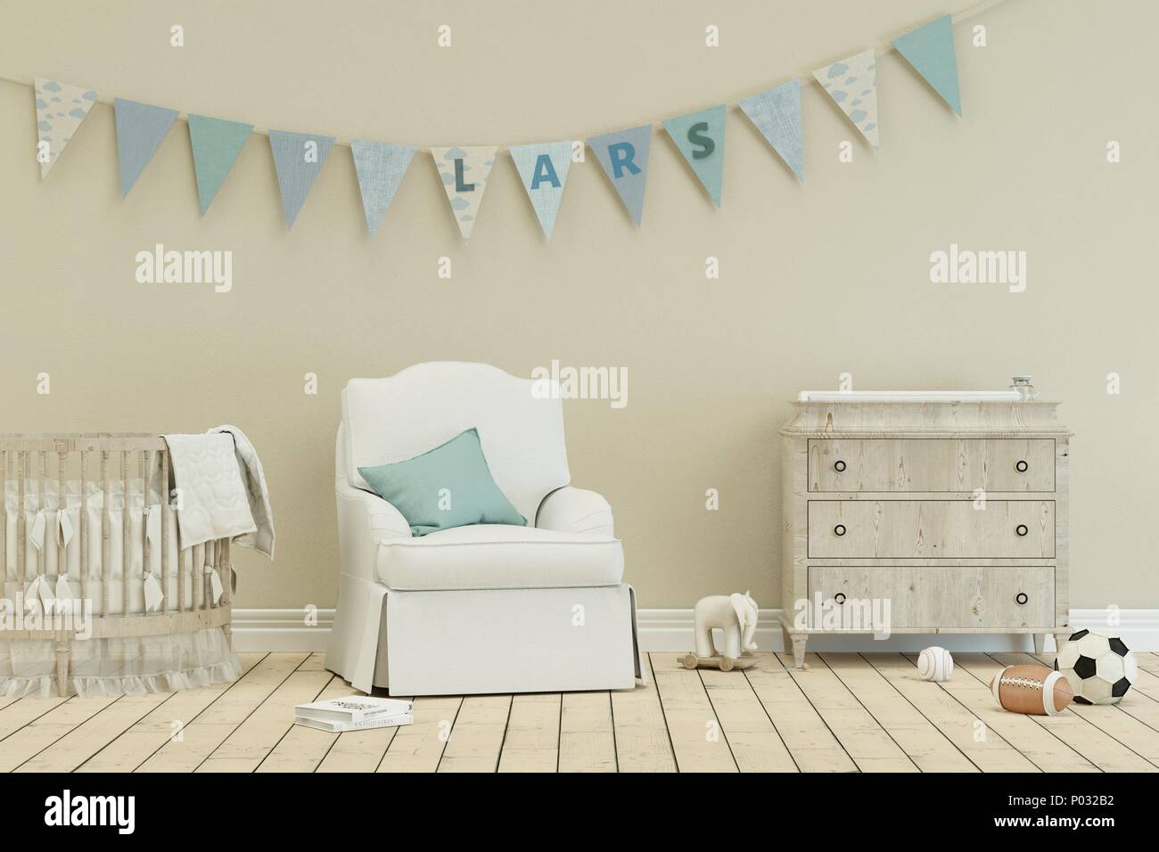 modern nursery with decorated Flags with name lars Stock Photo - Alamy