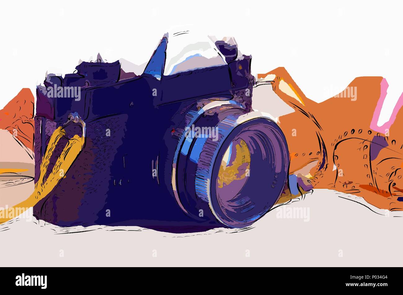 Vintage camera in cartoon style Stock Photo - Alamy