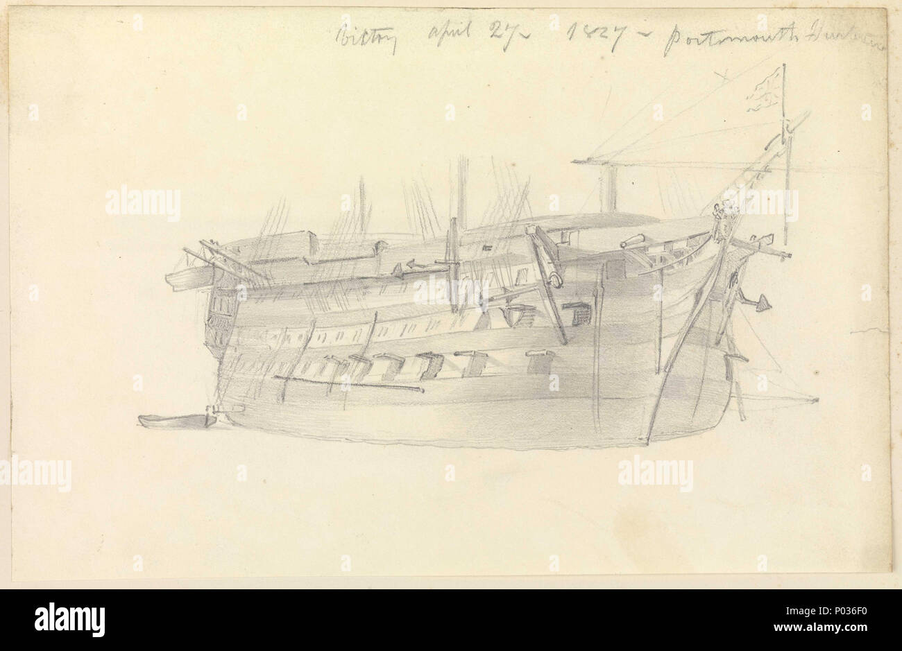 . English: 'Victory' in Portsmouth Harbour, 1827 No. 21 of 73 (PAI0889 ...