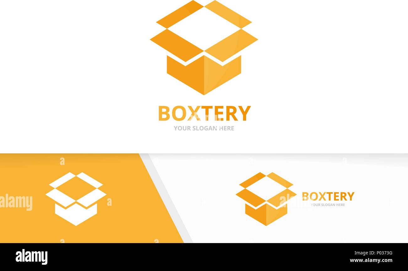 Vector box and post logo combination. Package and surprise symbol or ...