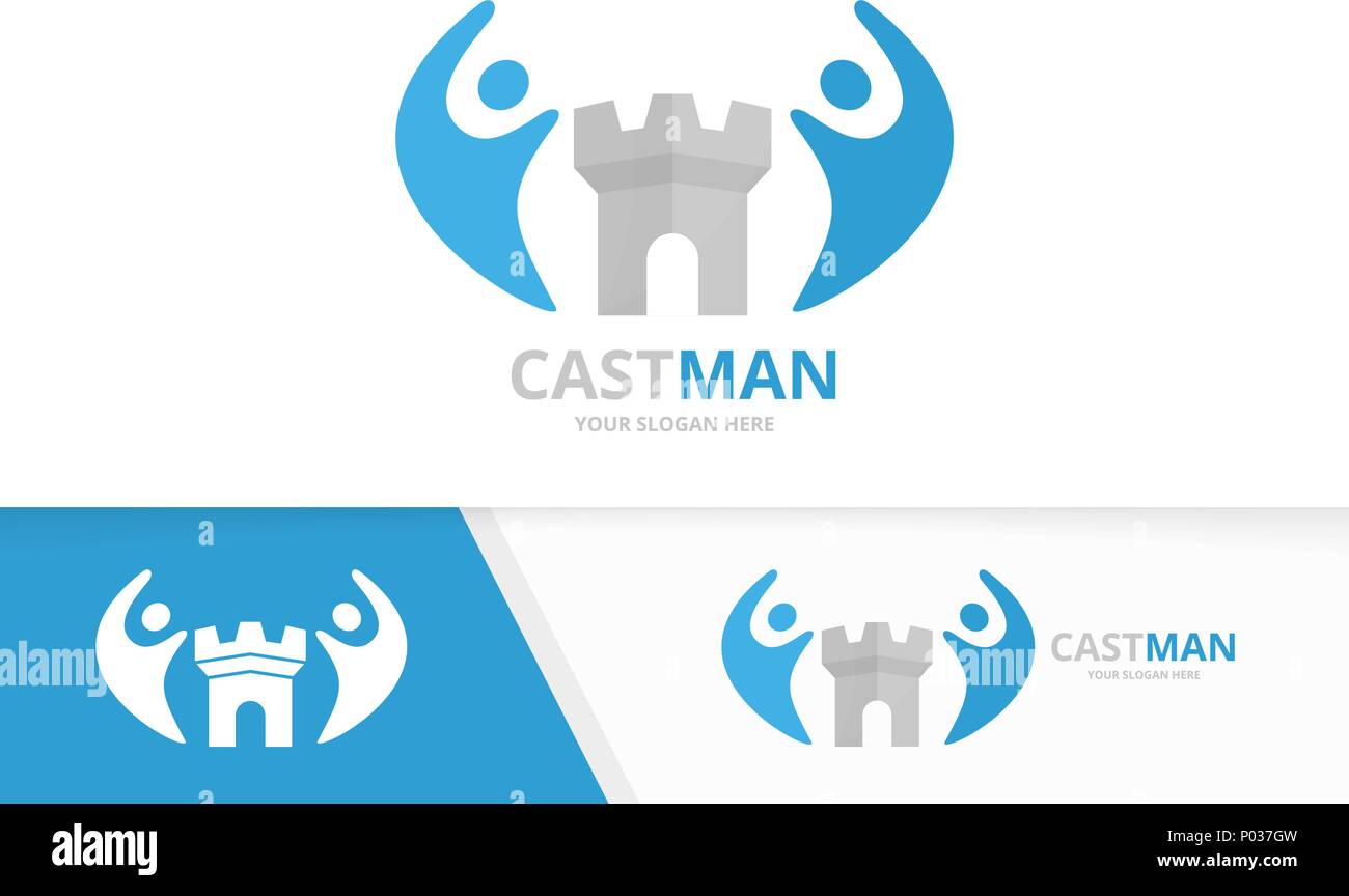 Vector castle and people logo combination. Tower and family symbol or ...