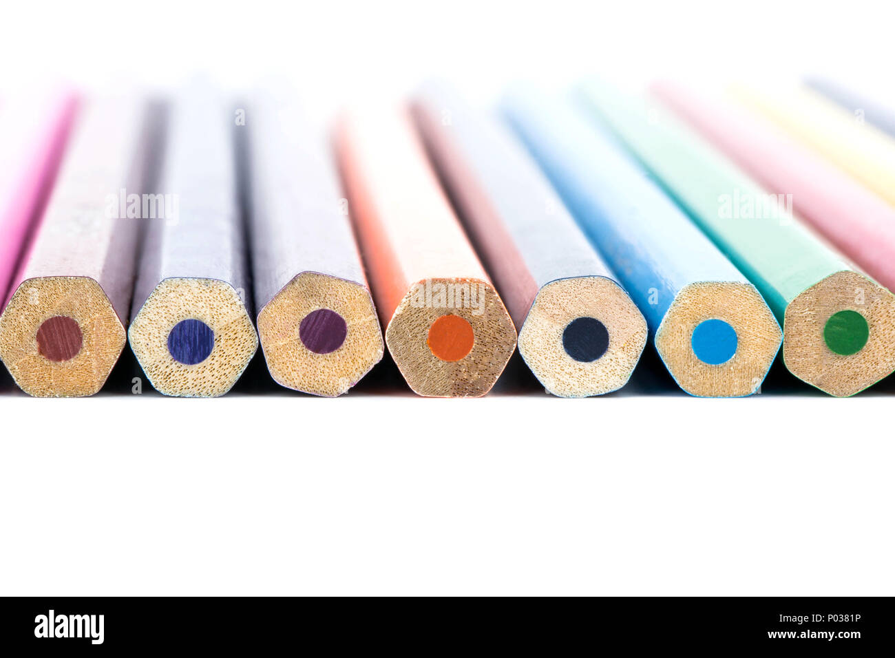 Multicolored pencils to draw back view Stock Photo - Alamy