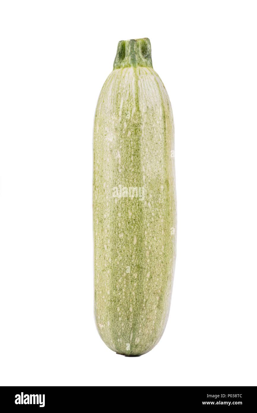 One green vegetable marrow on a white background Stock Photo - Alamy
