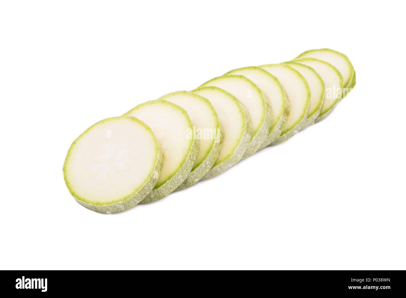 Cut a few slices of vegetable marrow on a white background Stock Photo ...
