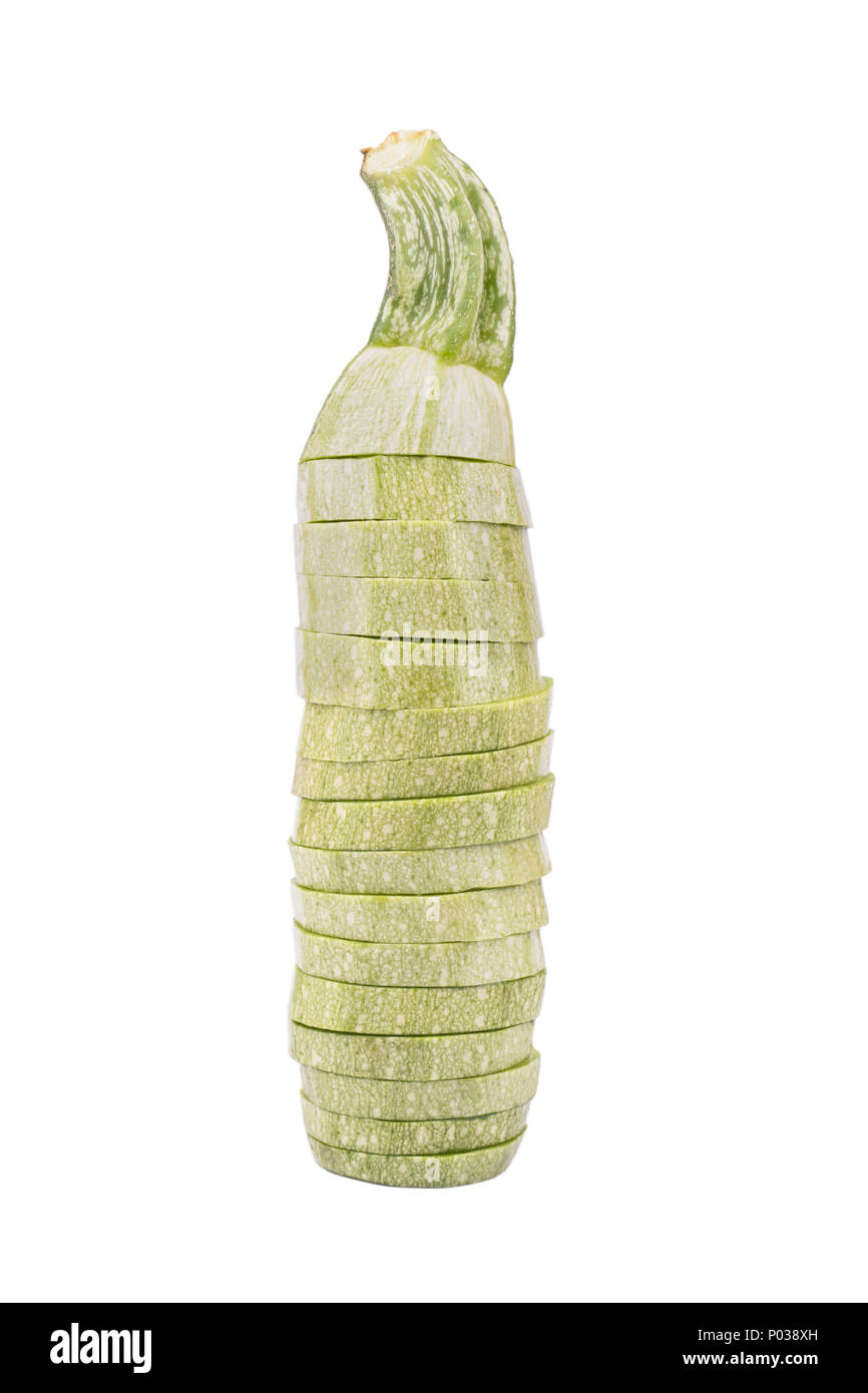 Green vegetable marrow built from sliced on a white background Stock ...