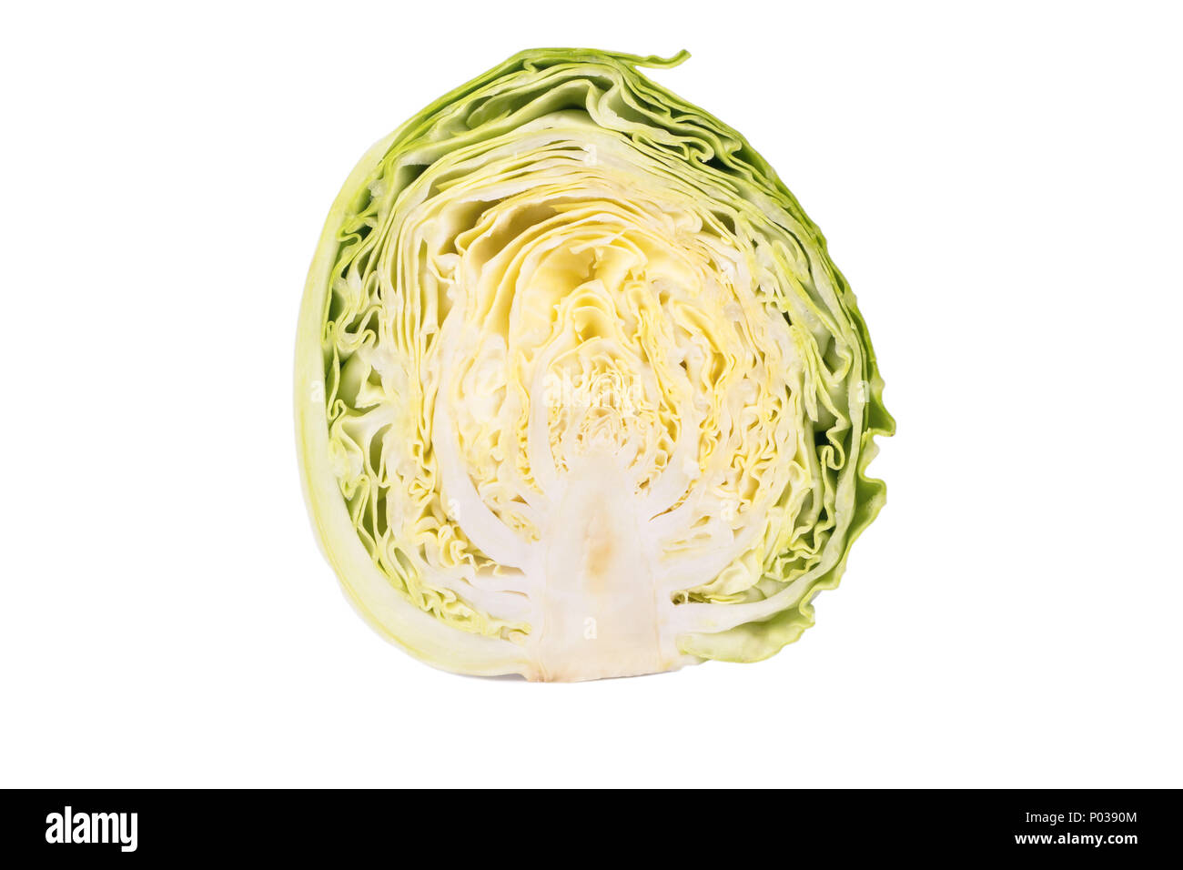 One half cut cabbage isolated on a white background Stock Photo - Alamy