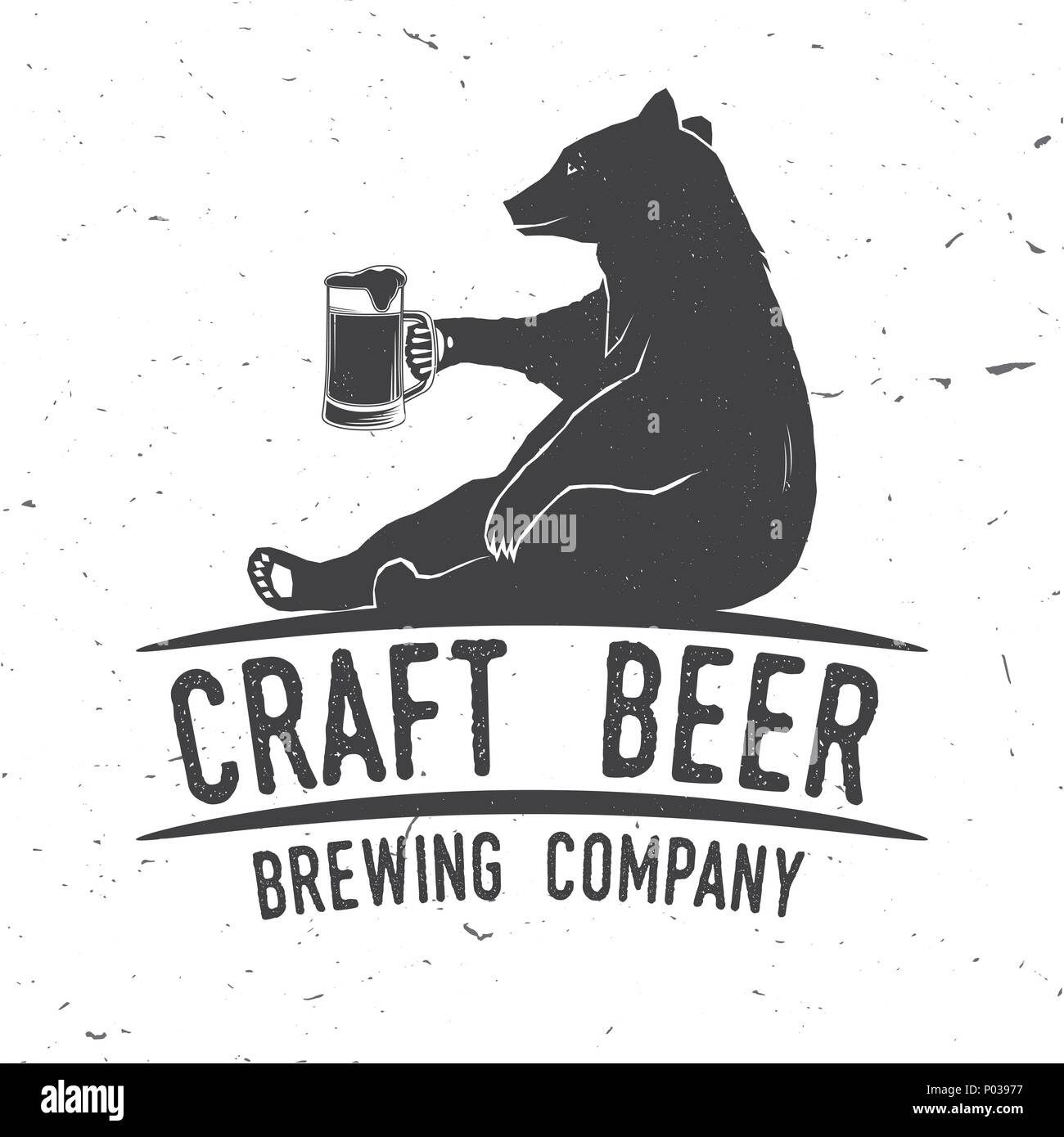 Craft Beer badge with bear. Vector illustration. Vintage design for bar ...