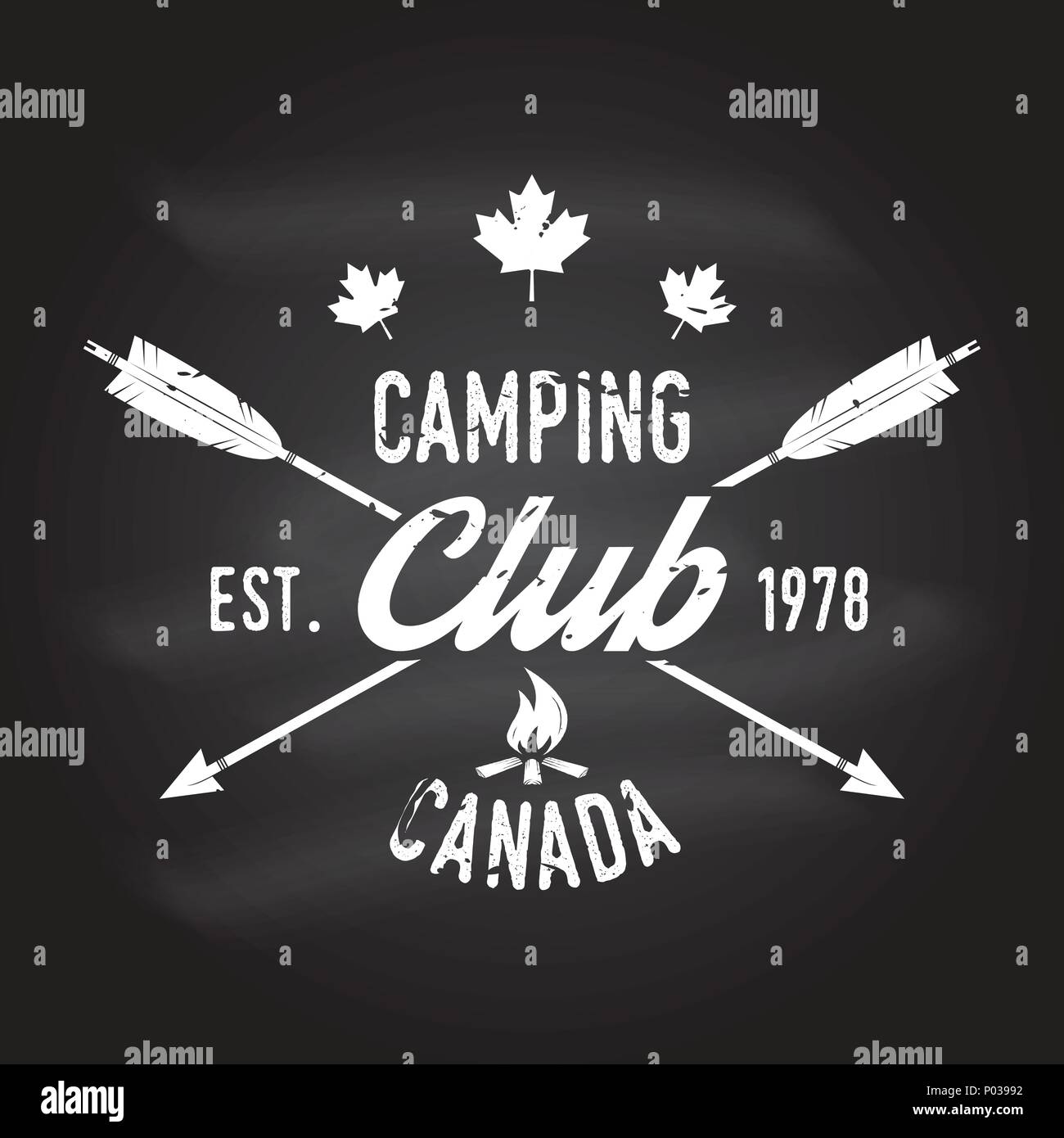 Camping club. Canada. Vector illustration on the chalkboard. Concept ...