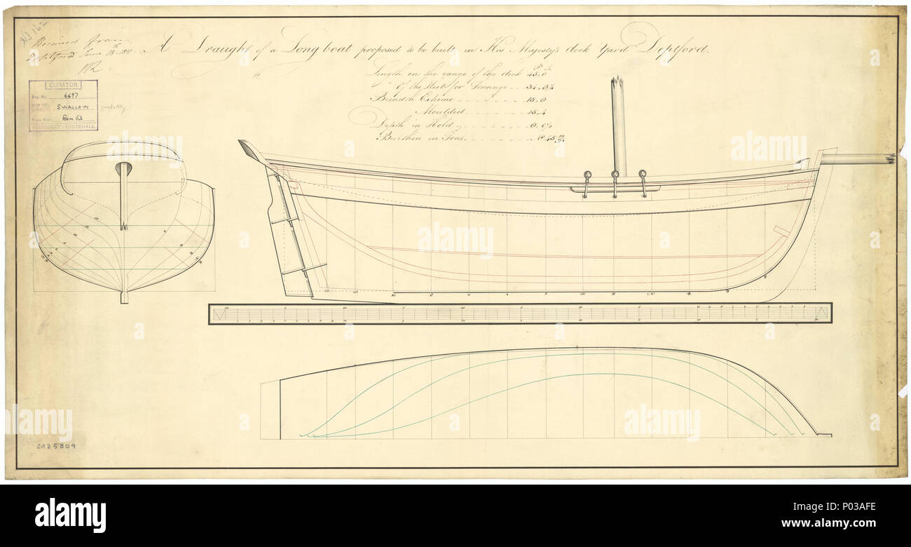 . English: 45ft Longboat (possibly 'Swallow' (1812)) Scale: 1:32. A ...