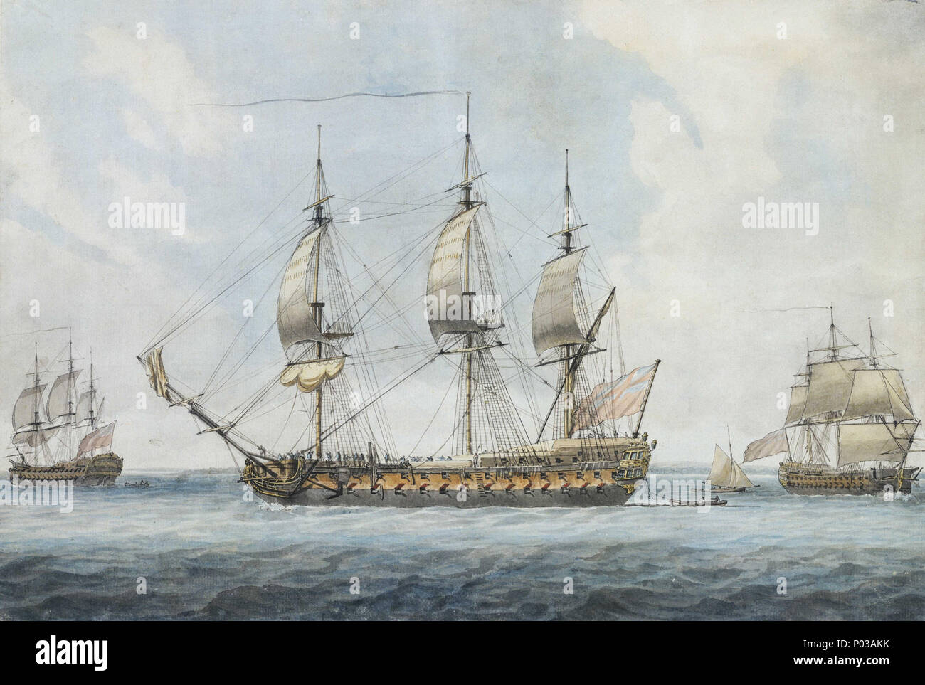 . English: 74-Gun Ship in the Solent, circa 1788 Although the name of ...