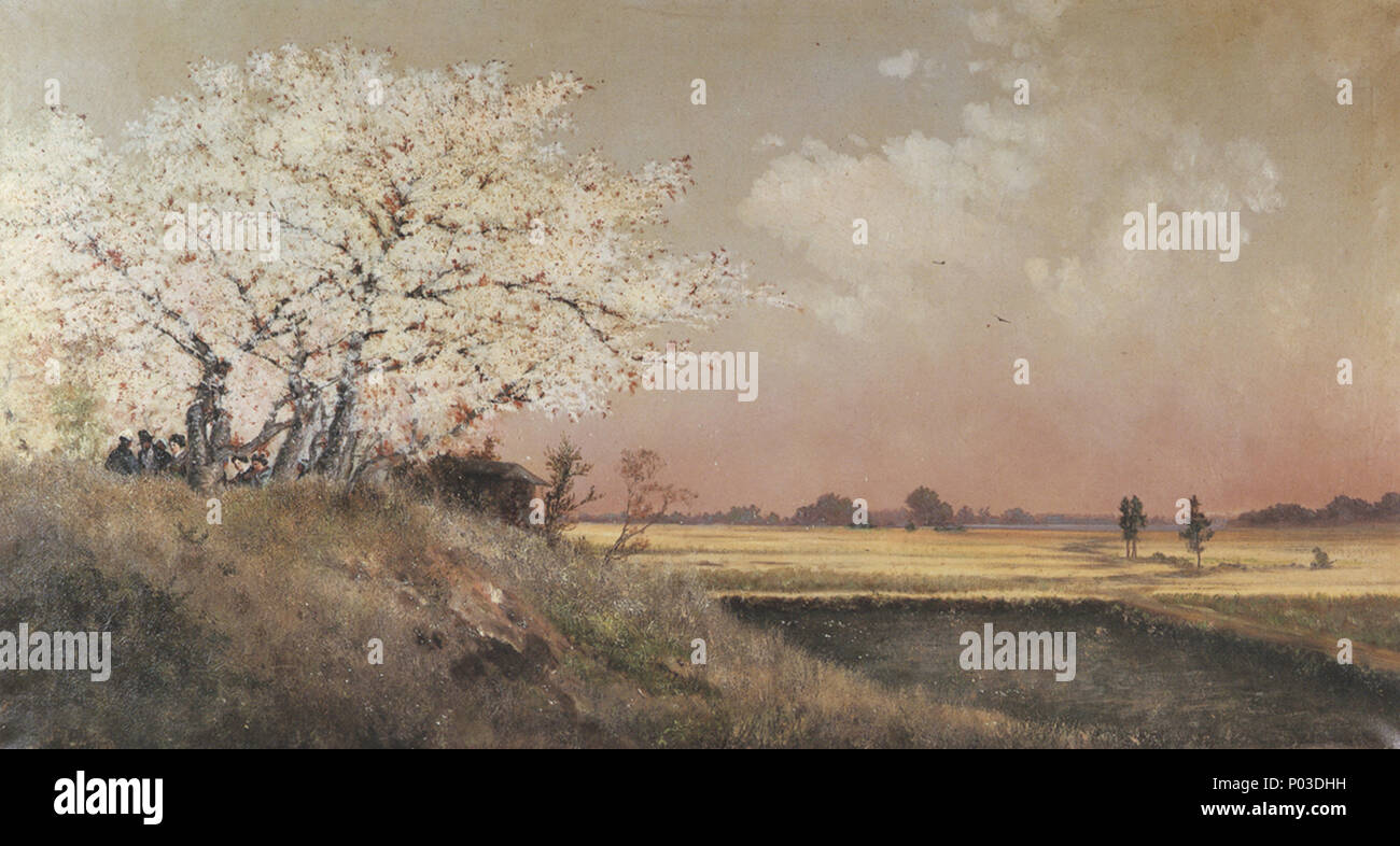 . English: Cherry Blossoms on the Sumida Embankment, by Takahashi ...