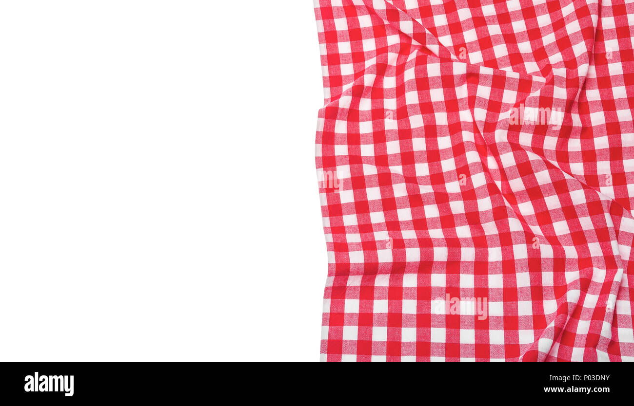Traditional red and white tablecloth with checkered seamless pattern hi ...