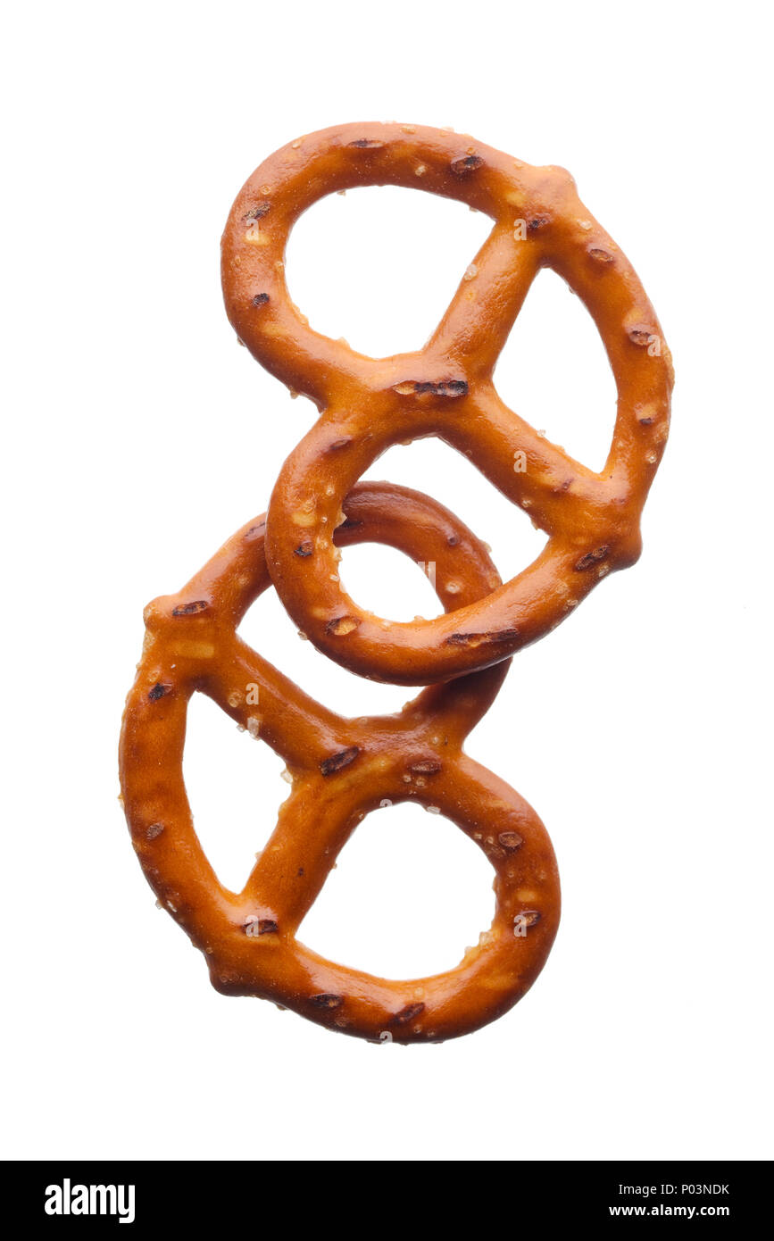 Food: salted pretzels, isolated on white background Stock Photo - Alamy